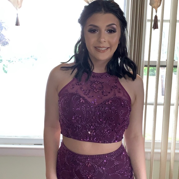 Aria Couture | Dresses | Aria Couture Beaded Prom Dress 2 Pc Purple ...